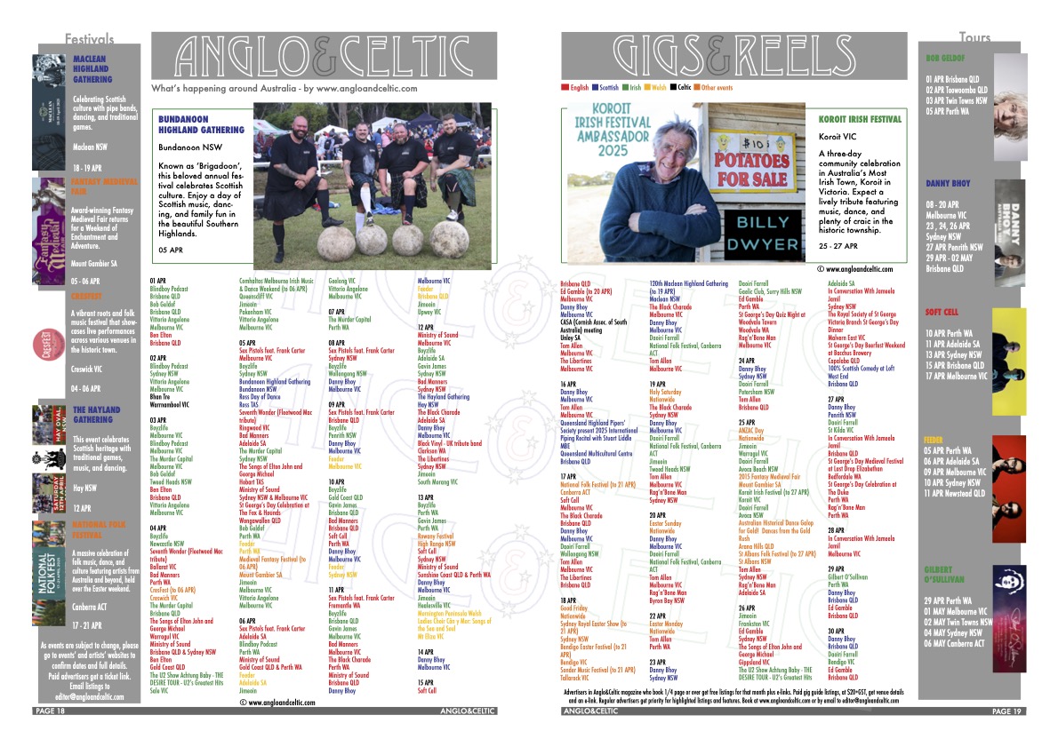 Here’s our national gig guide for April 2025 – Anglo&Celtic